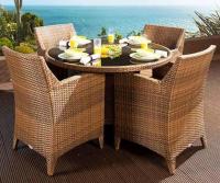 China Outdoor dining set 4pcs chairs crafted with weather resistant rattan rope and aluminum frame designed for garden courtyard villa and patio outdoor for sale