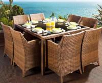 China Outdoor table set 9pieces weather resistant UV resistant rattan rope with aluminum frame designed for gardens courtyards and villas for sale