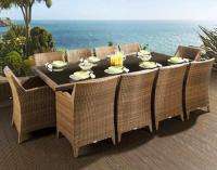 China Outdoor table set 11pieces weather resistant UV resistant rattan rope with aluminum frame designed for gardens courtyards and villas for sale