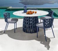 China Outdoor table and chair made with weather resistant UV resistant rattan/rope and aluminum frame built for gardens courtyards and villas for sale