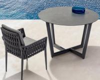 China Outdoor round table and 4pcs chairs made with weather resistant UV rope /rattan and aluminum frame built for gardens courtyards and villas for sale