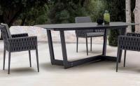 China Rope Rattan Wicker table and 6pcs chairs made with weather resistant UV rope /rattan and aluminum frame built for gardens courtyards and villas for sale
