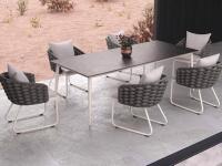 China Outdoor table and 6pcs chairs crafted from weather resistant UV rope and aluminum frame perfect for in gardens courtyards and villa outdoor spaces for sale