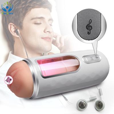 China 7 Frequency Vibration Heating Male Masturbation Cup with Suction Cup and Earphone Moaning Sound for sale