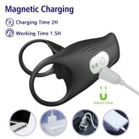 China Male Sperm Lock Ring Delay Training Vibration Set Couple Resonance Emotional Adult Products 220mAh USB Magnetic Charging for sale
