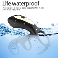 China USB Rechargeable Silicone Cock Ring Vibrator Double Ring Remote Control IPX7 Waterproof 113mm for sale