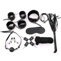 China 10 Pcs BDSM Bondage Set PU Leather Handcuffs Ankle Cuffs Restraints for Couples for sale
