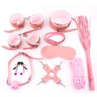 China 10 Pcs BDSM Bondage Set PU Leather Handcuffs Ankle Cuffs Restraints for Couples for sale