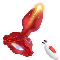 China Remote Control Rose Anal Vibrator Silicone Anal Plug IPX7 Waterproof 10 Speeds for sale