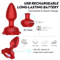 China Remote Control Rose Anal Vibrator Silicone Anal Plug IPX7 Waterproof 10 Speeds for sale