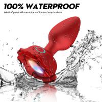 China Remote Control Rose Anal Vibrator Silicone Anal Plug IPX7 Waterproof 10 Speeds for sale