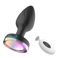 China Silicone Anal Plug with LED Light Remote Control Vibrating for Men Women 18 Plus for sale