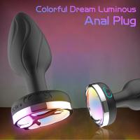 China Silicone Anal Plug with LED Light Remote Control Vibrating for Men Women 18 Plus for sale