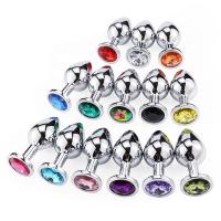 China 3Pcs Stainless Steel Anal Plug Set S M Sizes Jewel Training Butt Plug for Men Women for sale