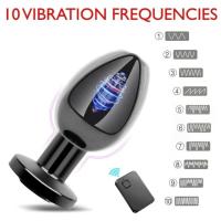 China Stainless Steel Vibrating Butt Plug 10 Frequency Wireless Prostate Massager Anal Sex Toy for Men Couples for sale