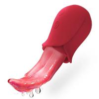 China 10 Speed Rose Vibrator with Realistic Licking Tongue for Women Clitoral Stimulation Silicone USB Rechargeable for sale
