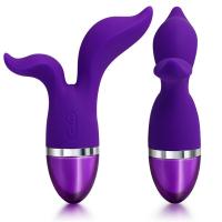 China Dual Stimulation Silicone Vibrator 12 Modes USB Rechargeable Female Massager for sale