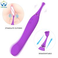 China Silicone Clitoral Vibrator with 9 Modes and 2 Attachments IPX7 Waterproof 244mm for sale