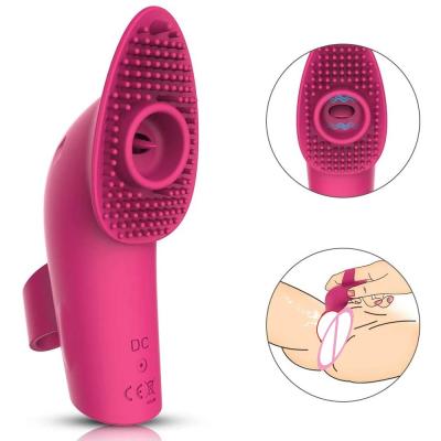 China Upgraded Tongue Licking Clitoral Massager with 10 Vibration Modes USB Rechargeable Silicone Finger Vibrator for sale