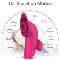 China Upgraded Tongue Licking Clitoral Massager with 10 Vibration Modes USB Rechargeable Silicone Finger Vibrator for sale