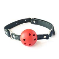 China Adjustable Silicone Ball Gag with PU Leather Strap Open Mouth Restraint for BDSM Play 5cm Ball for sale