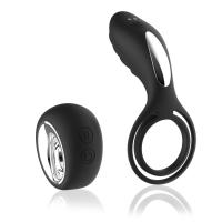 China Remote Control Rechargeable Cock Ring Vibrator 12 Modes IPX7 Waterproof Silicone Couple Sex Toy for sale