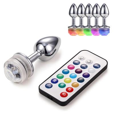 China LED Metal Remote Control Butt Plug 13 Colors Glow Anal Plug Waterproof Prostate Massager 3 Sizes for sale