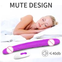 China Remote Control Vibrating Double Dildo Silicone Sex Toy for Women 304mm IPX7 Waterproof for sale
