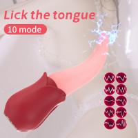 China Rechargeable Waterproof Tongue Licking Vibrator 85mm 10 Modes Clitoral Stimulator Silicone Adult Sex Toy for Women Couples for sale