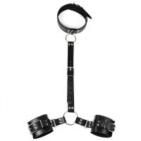 China Leather Handcuffs Set Adjustable Handcuffs and Wrist Bracelets with rivet Multi purpose for sale