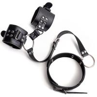 China Leather Handcuffs Set Adjustable Handcuffs and Wrist Bracelets with rivet Multi purpose for sale