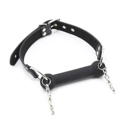 China BDSM Open Mouth Ring Bondage Harness with Adjustable Nipple Clamps Silicone Leather 250g for sale