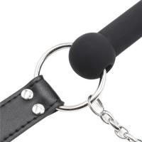 China BDSM Open Mouth Ring Bondage Harness with Adjustable Nipple Clamps Silicone Leather 250g for sale