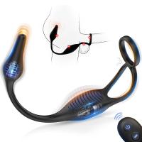 China 2 in 1 Clitoris Stimulator Prostate Massager with 7 Vibrating Modes Wireless Remote Control 92g for sale
