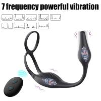China 2 in 1 Clitoris Stimulator Prostate Massager with 7 Vibrating Modes Wireless Remote Control 92g for sale