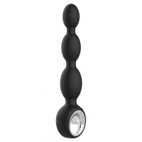 China Silicone Anal Plug Vibrator with 12 Modes USB Rechargeable IPX7 Waterproof Prostate Massager 195mm Black for sale
