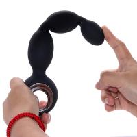 China Silicone Anal Plug Vibrator with 12 Modes USB Rechargeable IPX7 Waterproof Prostate Massager 195mm Black for sale