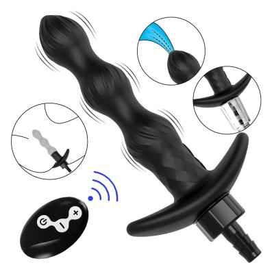 China Remote Control Anal Beads Vibrating Butt Plug Prostate Massager 10 Modes Water Spraying Enema Cleaner for sale