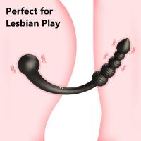 China Medical Silicone Double Head Anal Bead Plug 7 Vibration Modes Rechargeable Sex Toy for Couples for sale