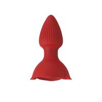 China Remote Control Rose Vibrator Anal Plug with 10 Frequency Vibration Silicone Ripple Anal Plug USB Charging for sale