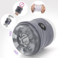 China Silicone Male Masturbator Cup with Crystal Ribbed Tunnel 7 Speed Vibrator USB Rechargeable IPX7 Waterproof for sale