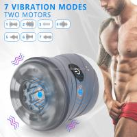 China Silicone Male Masturbator Cup with Crystal Ribbed Tunnel 7 Speed Vibrator USB Rechargeable IPX7 Waterproof for sale
