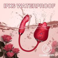 China Rose Vibrator with 10 Flapping and 10 Licking Modes USB Rechargeable Silicone Adult Toy for sale