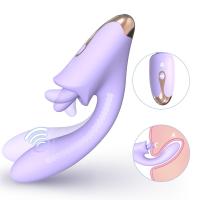 China 2 in 1 Adjustable Bend G Spot Vibrator with 9 Licking Modes Medical Silicone for sale