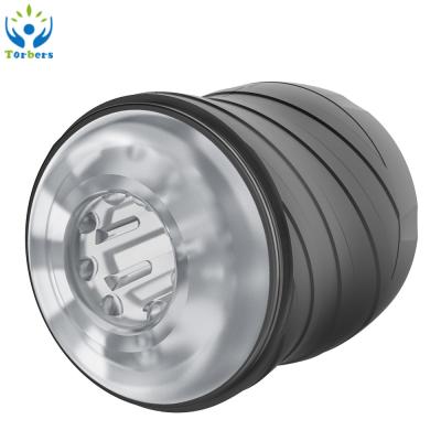 China Medical Grade TPE Soft Manual Masturbation Cup Handheld Thrusting Vibrator 11 Modes USB Charge for sale