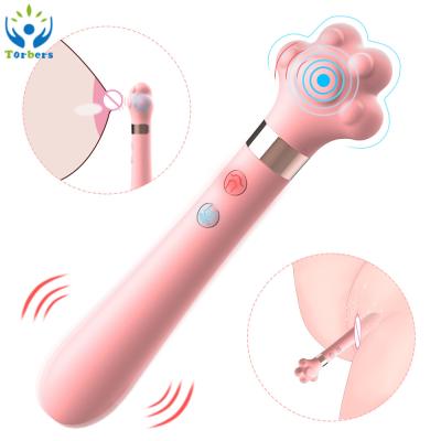 China Silicone G Spot Vibrator Cat Claw Nipple Massager 210mm Rechargeable Sex Toy for Women for sale