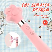 China Silicone G Spot Vibrator Cat Claw Nipple Massager 210mm Rechargeable Sex Toy for Women for sale