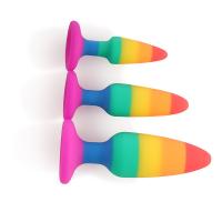 China Medical grade liquid silicone Rainbow Large Medium Small size anal plug set for sale