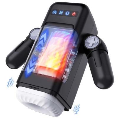 China 10 Thrusting Vibration Self Heating Male Masturbator with Phone Holder Adult Sex Toy for sale