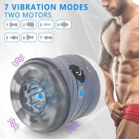 China Open-Ended Male Masturbator Cup with Crystal Ribbed Tunnel 7 Speed USB Rechargeable Silicone Vibrator for sale
